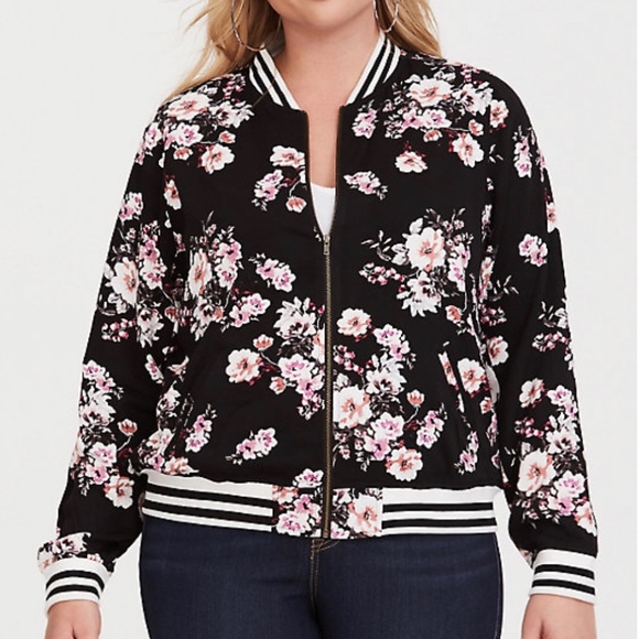torrid | Jackets & Coats | Torrid Womens Floral Twill Bomber Jacket ...